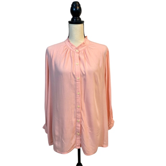 Style & Co. | Tops | Nwt Style Co Blush Pink Ruffle Neck Feminine ...